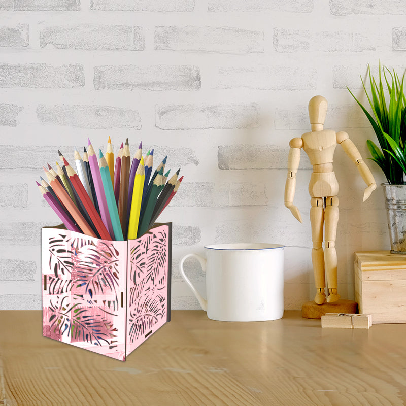 "MONSTERA LEAF DESIGN", Acrylic mirror Pen stand | FHMax.com