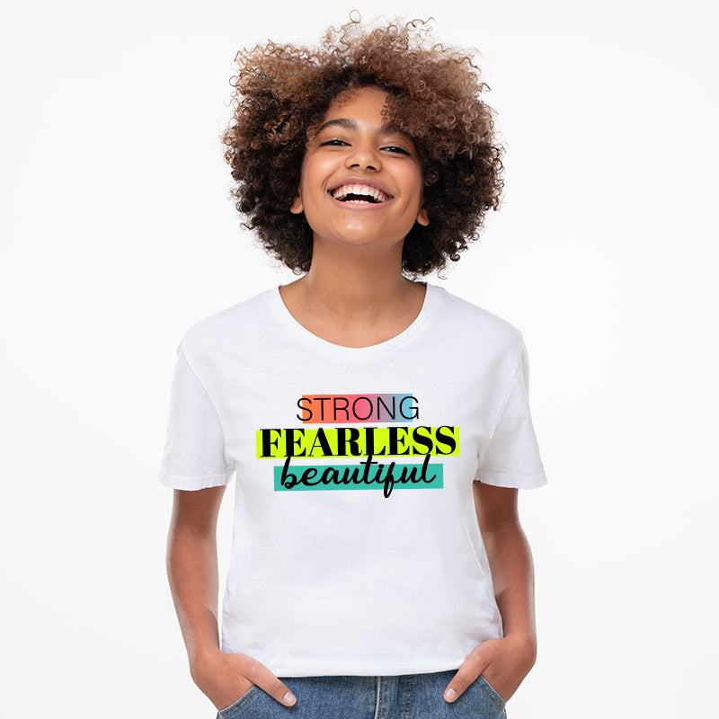 "STRONG, FEARLESS, BEAUTIFUL", Women Half Sleeve T-shirt | FHMax.com