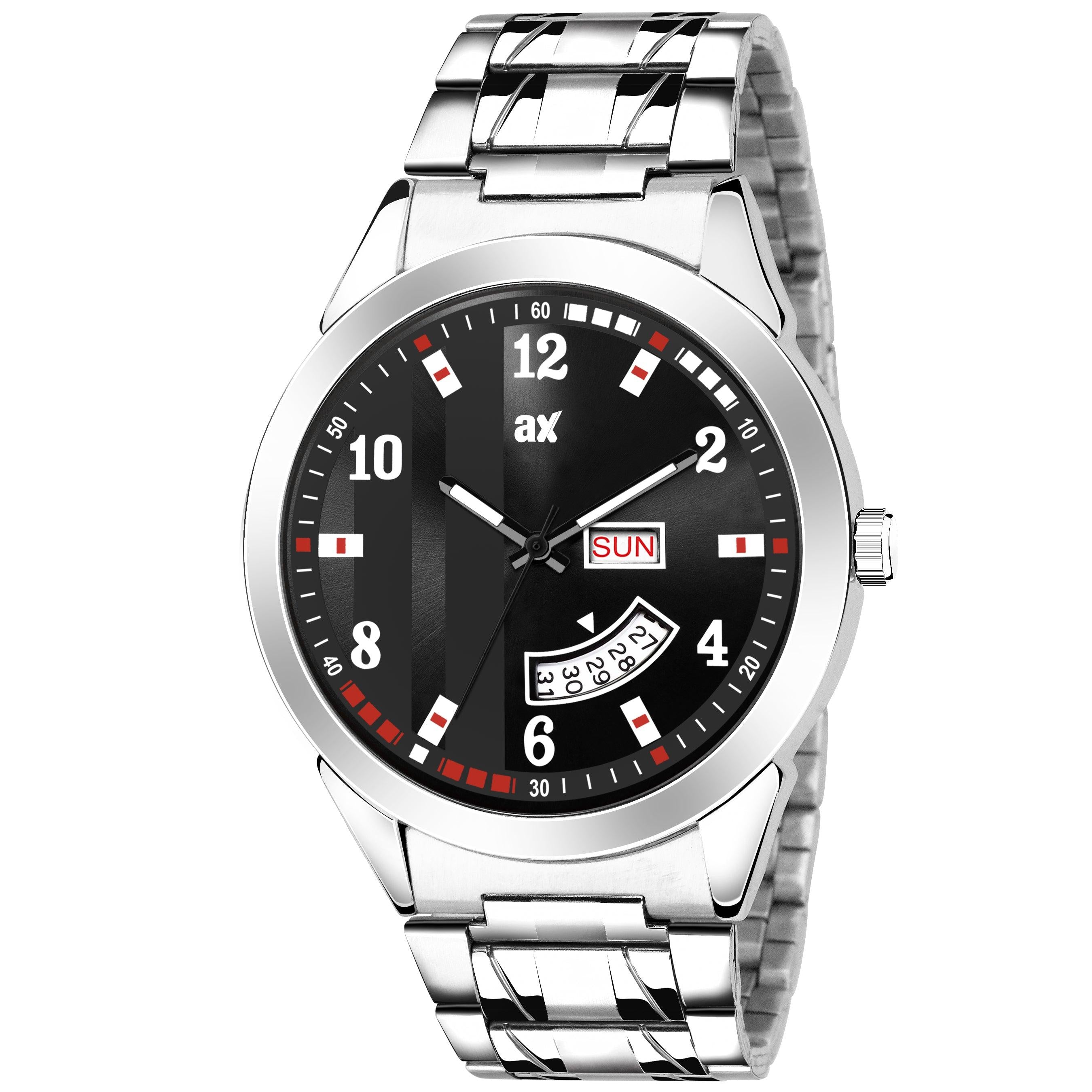 Day & Date Function Black Dial With Silver strap Men Watch | FHMax.com